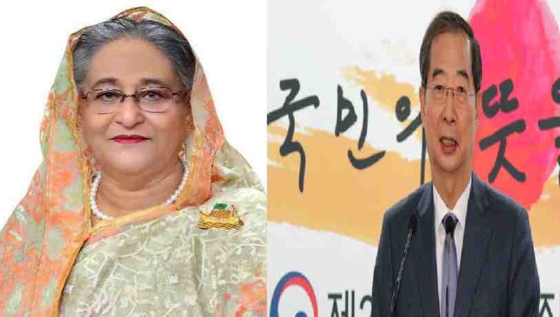 PM Sheikh Hasina greets Republic of Korea's new PM Han Duck-soo PM Sheikh Hasina greets Republic of Korea's new PM Han Duck-soo